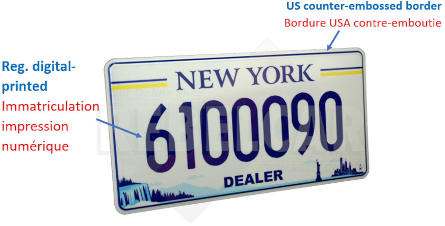 Plaque USA NEW YORK DEALER PERSONNALISÉE en ALUMINIUM IMPRIMÉ